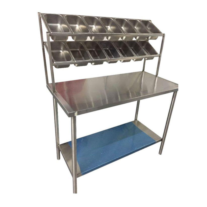 KitchenMax MT062 Mesa Trabajo 14 Insertos 120 x 60 x 90 cm Acero Inoxi ...